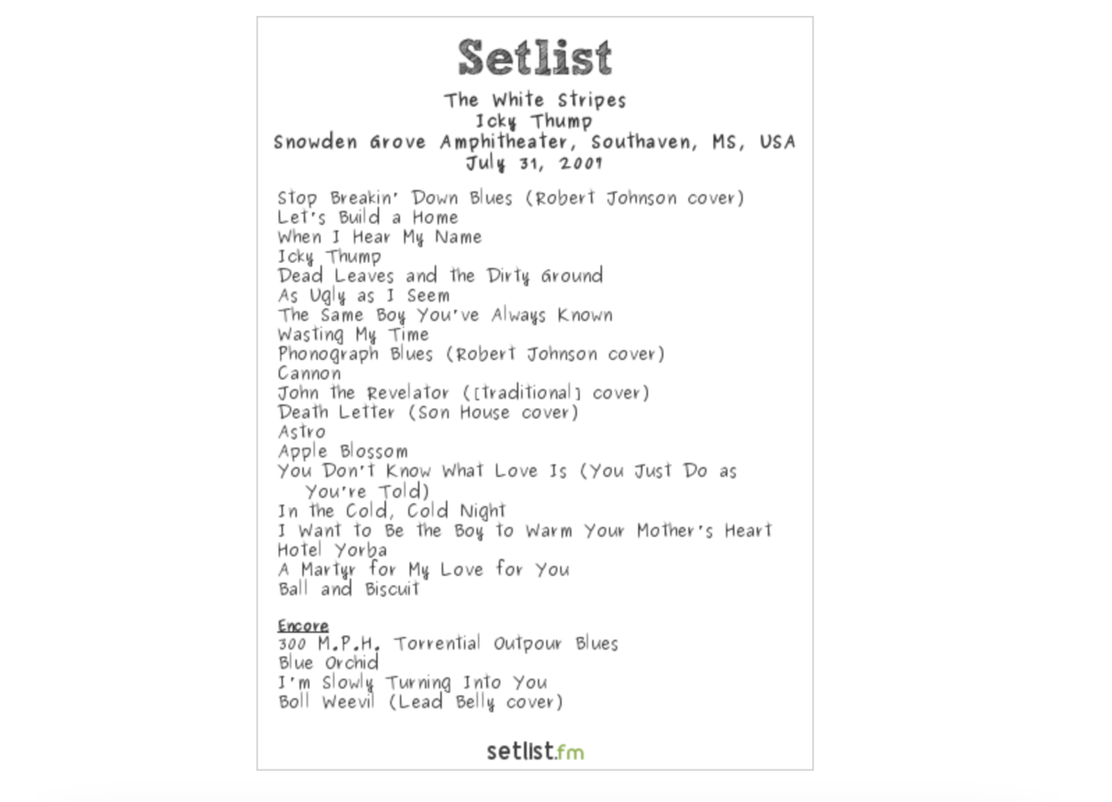 Setlist History: White Stripes' Last Full Concert | setlist.fm